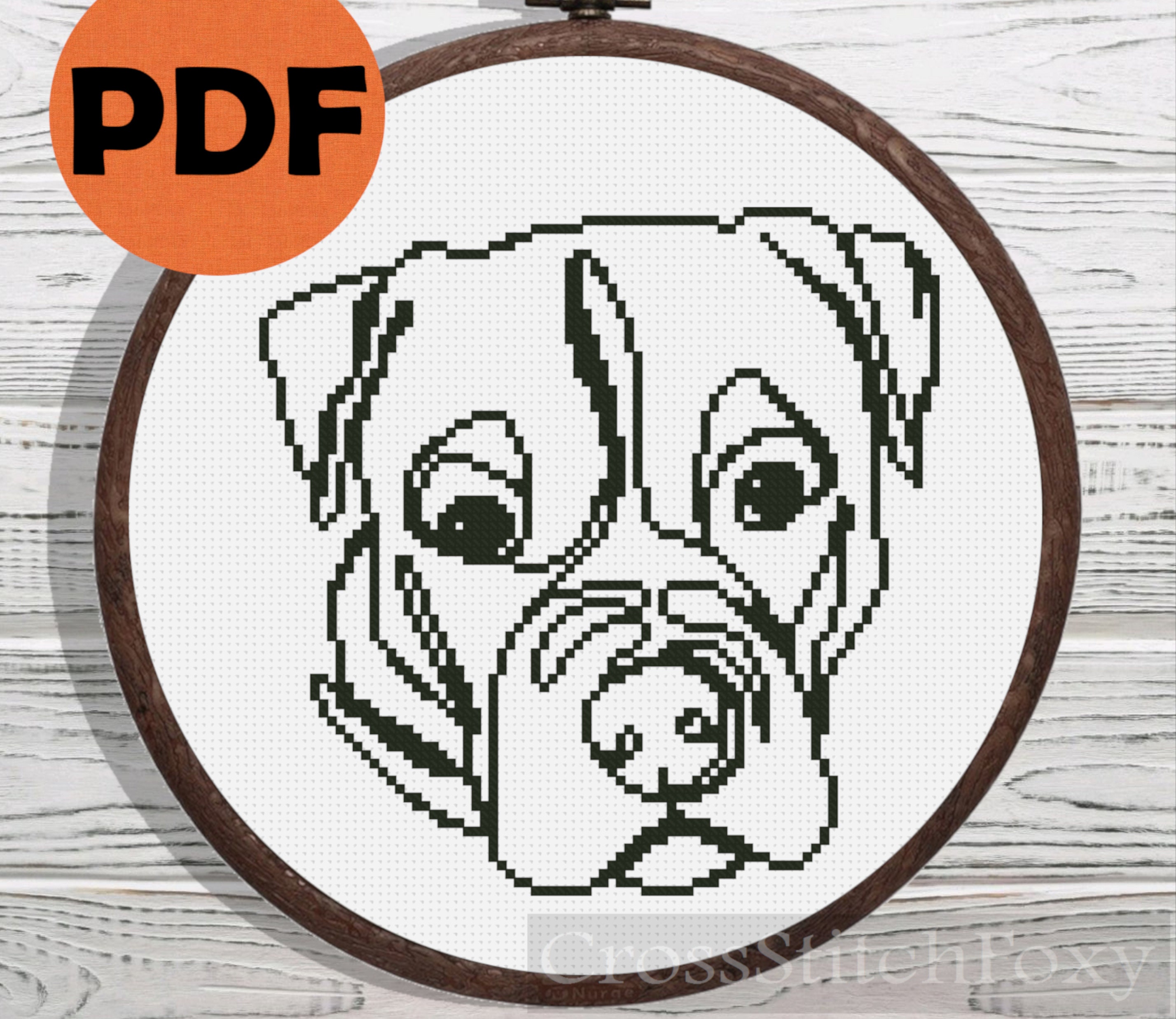 Dog Cross Stitch Pattern PDF Easy Dog Portrait Counted Chart - Etsy