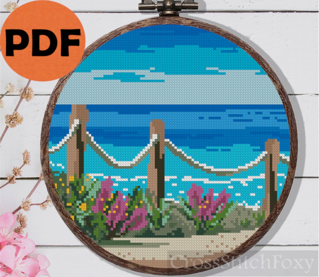 Summer Sea Beach Landscape Cross Stitch Pattern PDF Mediterranean ...