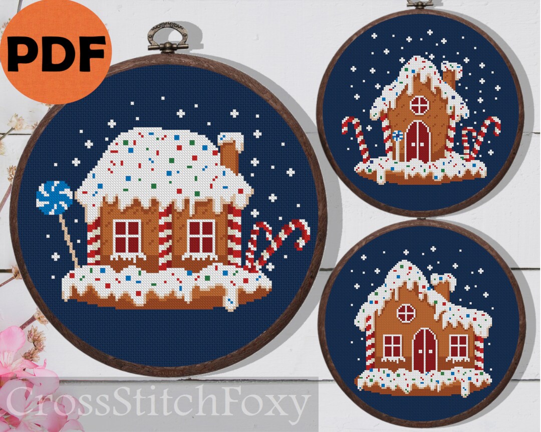 Gingerbread House Cross Stitch Patterns PDF, Easy Christmas Ornament ...