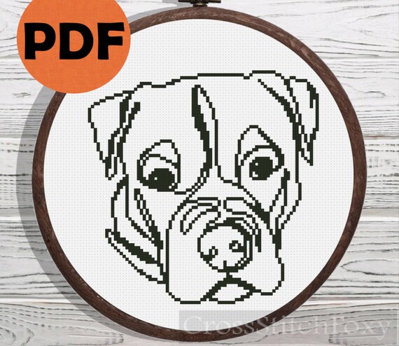 Dog Cross Stitch Pattern PDF Easy Dog Portrait Counted Chart | Etsy