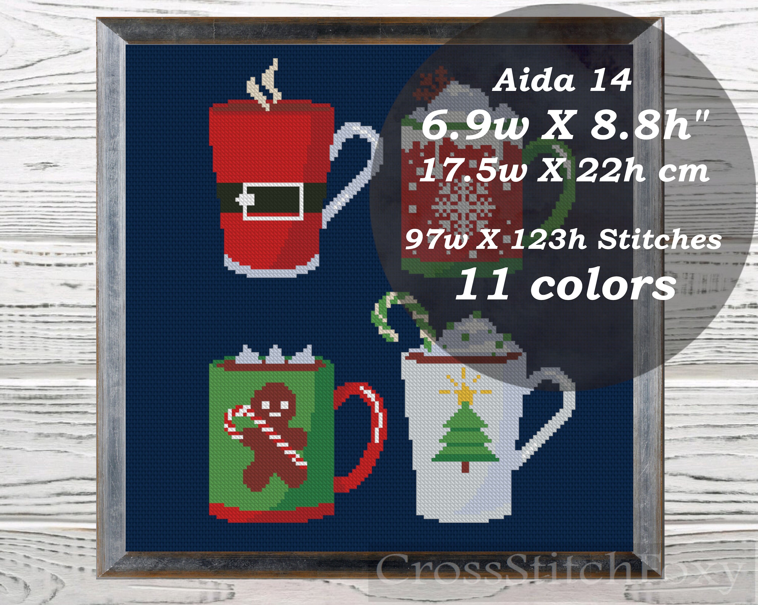 Christmas Mugs Cross Stitch Pattern PDF Easy Cross Stitch - Etsy