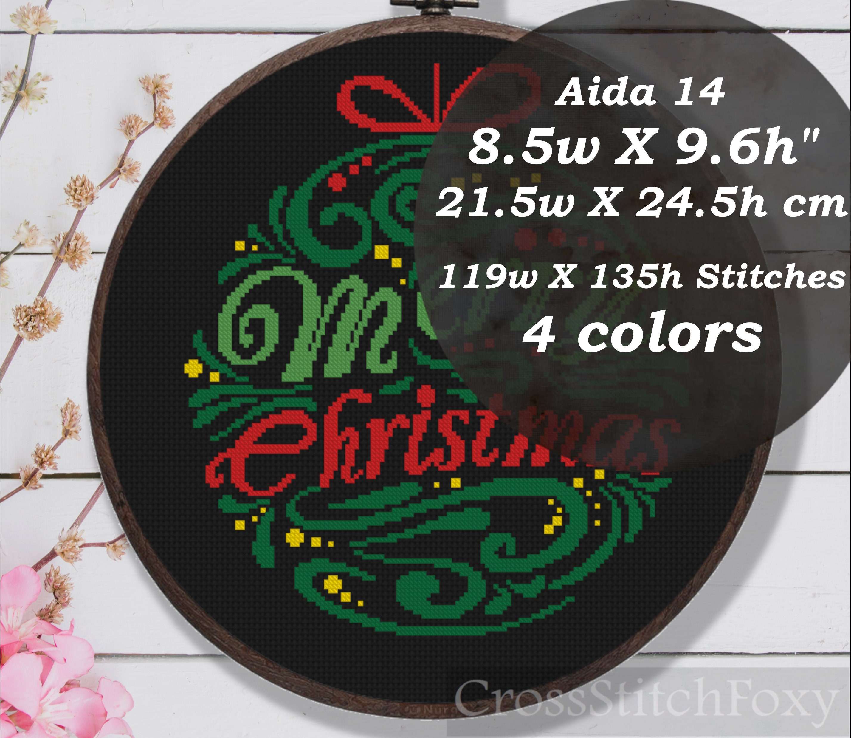 Merry Christmas Bauble Lettering Cross Stitch Pattern (PDF Download) - Etsy