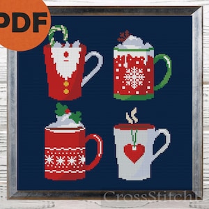 Christmas Mug Cross Stitch Patterns PDF, Easy Cross Stitch Pattern ...