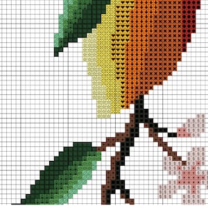 Lemon Tree Branches Cross Stitch Pattern PDF, Plant Cross Stitch ...