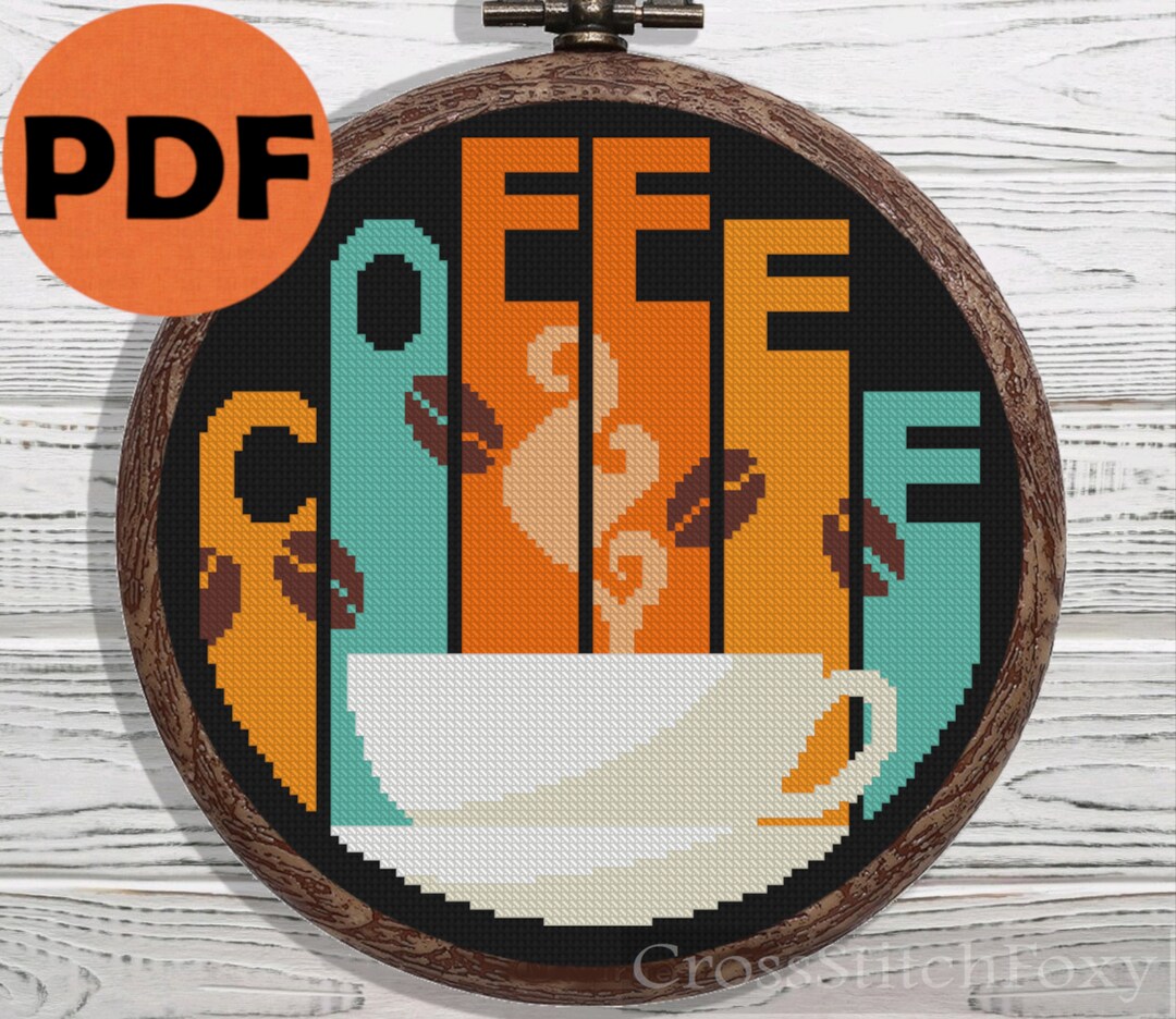Vintage Coffee Cross Stitch Pattern, Kitchen Cross Stitch Pattern PDF ...