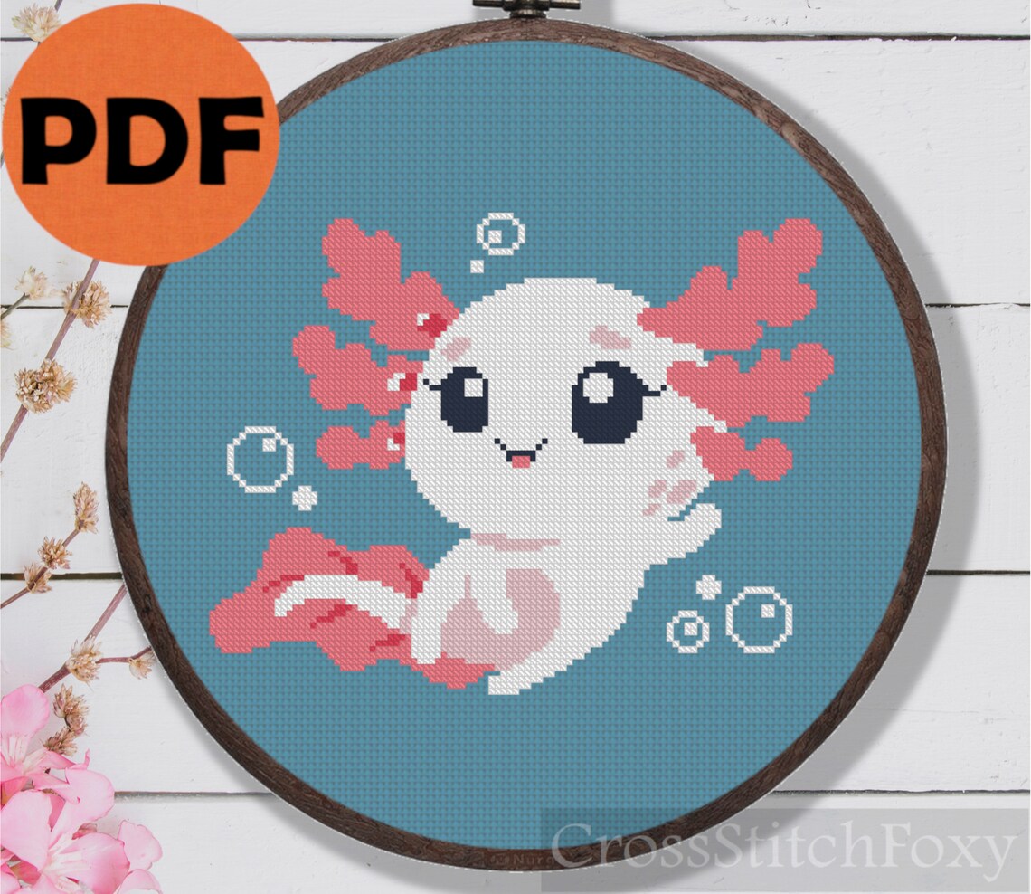 Axolotl Cross Stitch Pattern PDF Cute Baby Animal Cross - Etsy