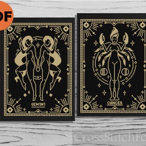 Female Zodiac 12 Cross Stitch Patterns PDF, Horoscope Sign Cross Stitch ...