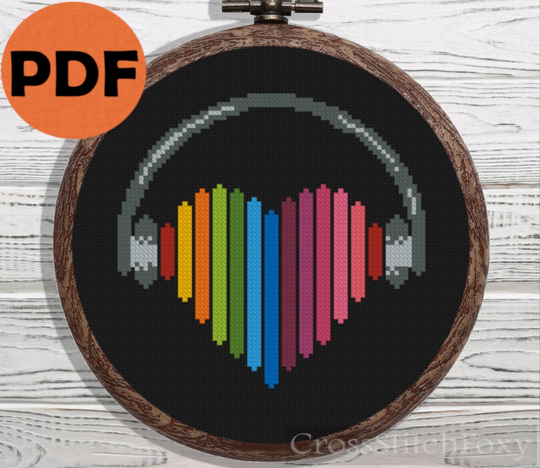 Music Heart Cross Stitch Pattern PDF, Music Cross Stitch Pattern ...