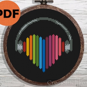 Music Heart Cross Stitch Pattern PDF, Music Cross Stitch Pattern ...