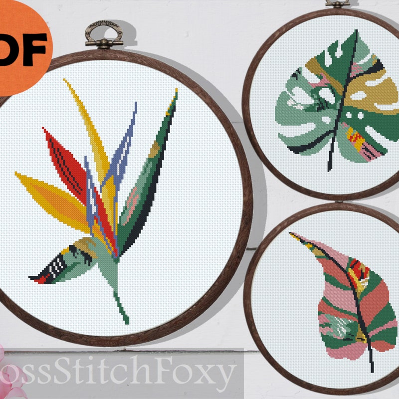 Leaves Cross Stitch - Etsy