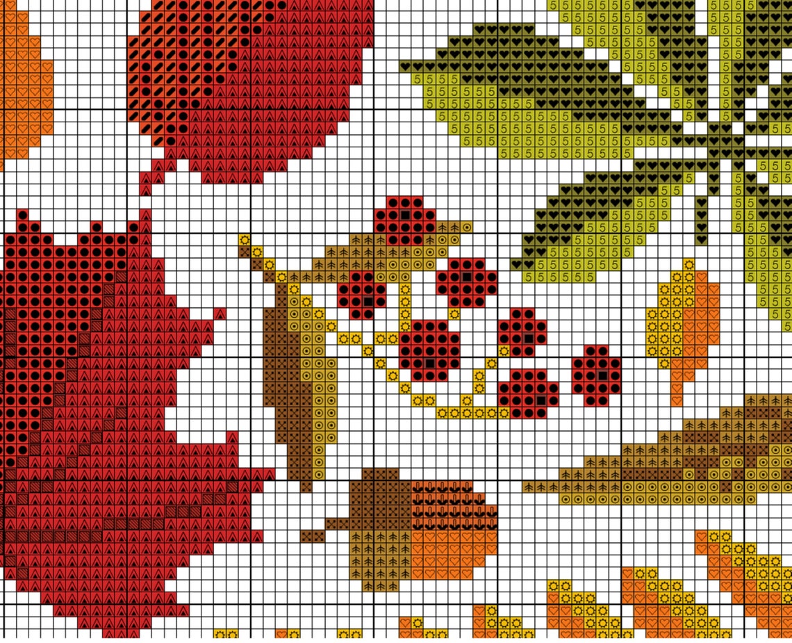 Fall Leaves Cross Stitch Pattern PDF Autumn Forest Mini Plants Easy - Etsy