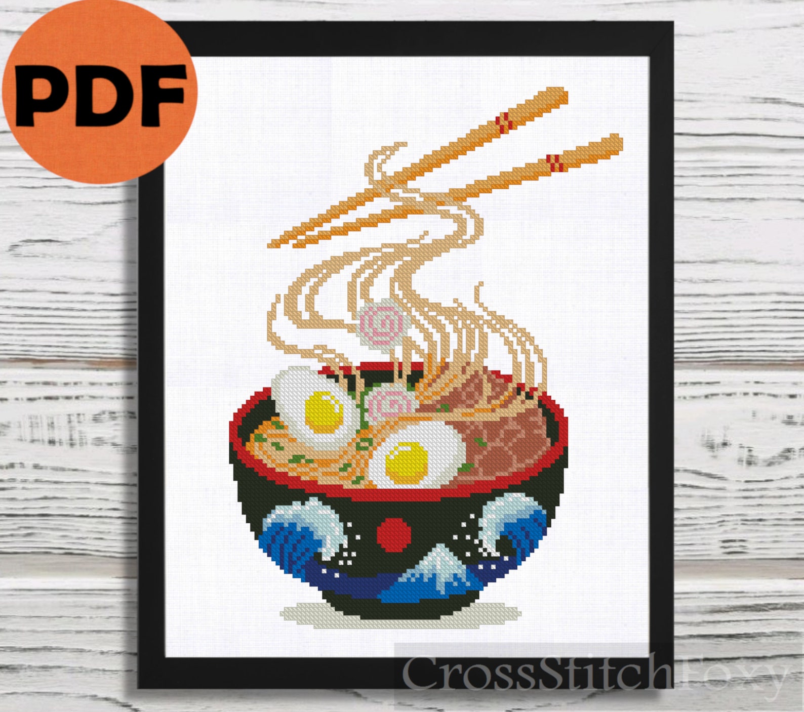 Ramen Bowl Cross Stitch Pattern PDF Japan Noodles Soup - Etsy
