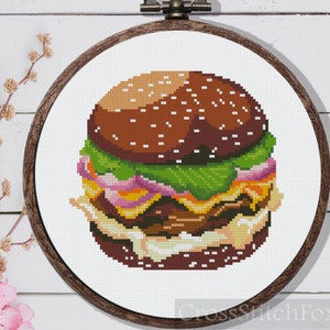 Hamburger Fast Food Cross Stitch Pattern PDF Digital Download Kitchen ...