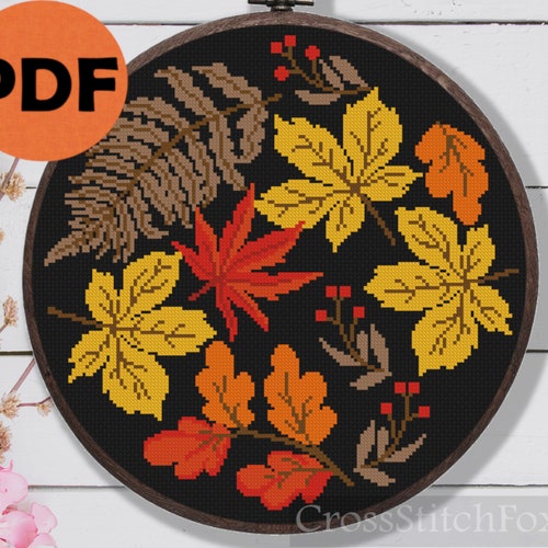 Maple Leaf Cross Stitch Pattern Fall Leaves Needlepoint Autumn - Etsy