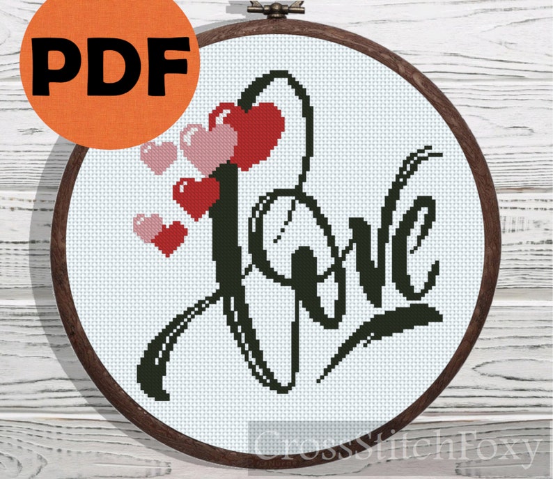 Love Cross Stitch Pattern Valentines Day Handmade Gift - Etsy
