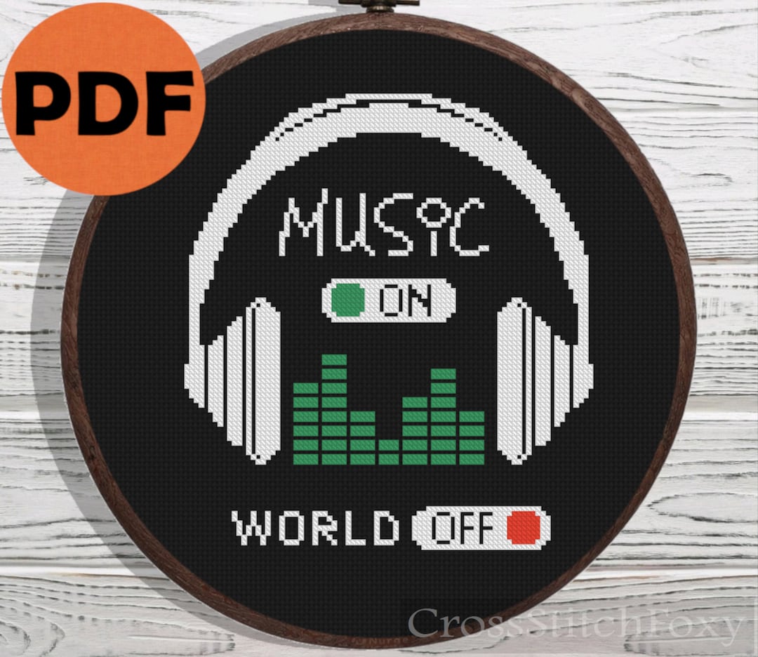 Music on Cross Stitch Pattern PDF, Music Cross Stitch Pattern, Sound ...
