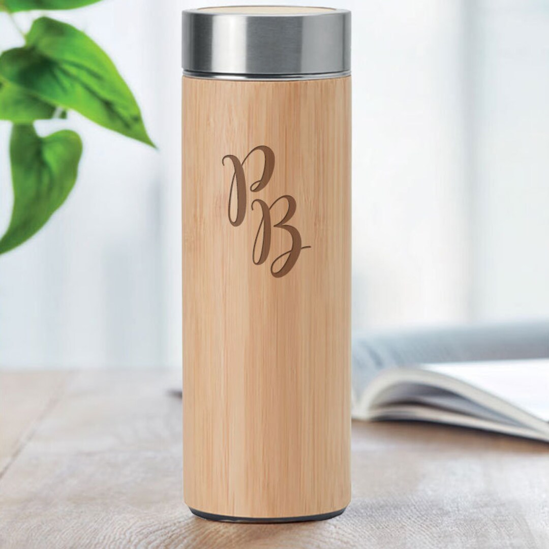 Personalised Bamboo Flask With Initials - Eco Friendly, Coffee Addicts ...