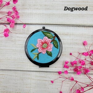 Compact Mirror, Hand Embroidered Makeup Compact Mirror, Daisy Flower ...