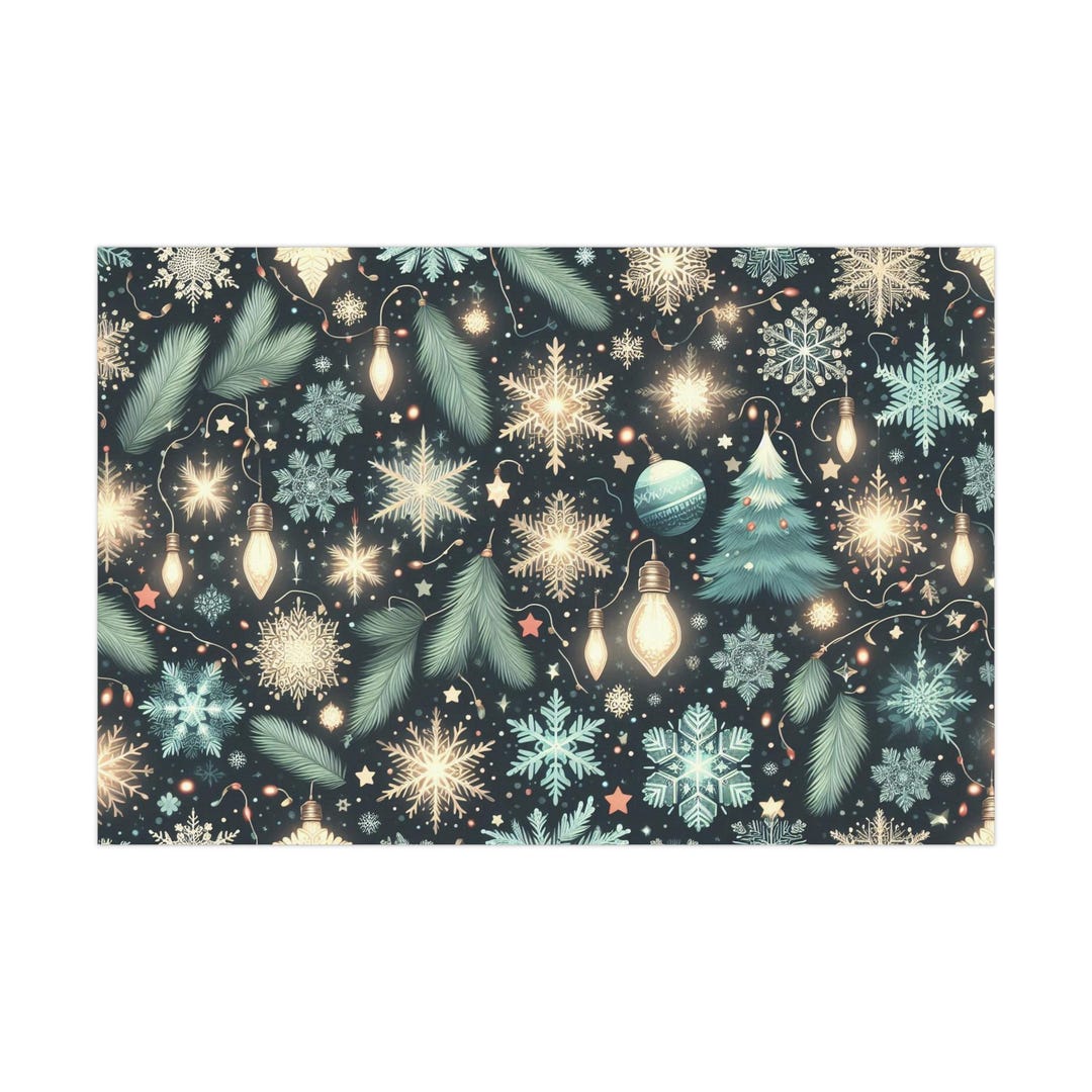 Christmas Lights and Snowflakes Gift Wrap Paper - Etsy