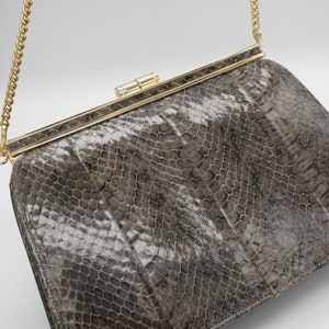 Vintage Clutch Bag Made of Snake Leather and Golden Chain - Etsy
