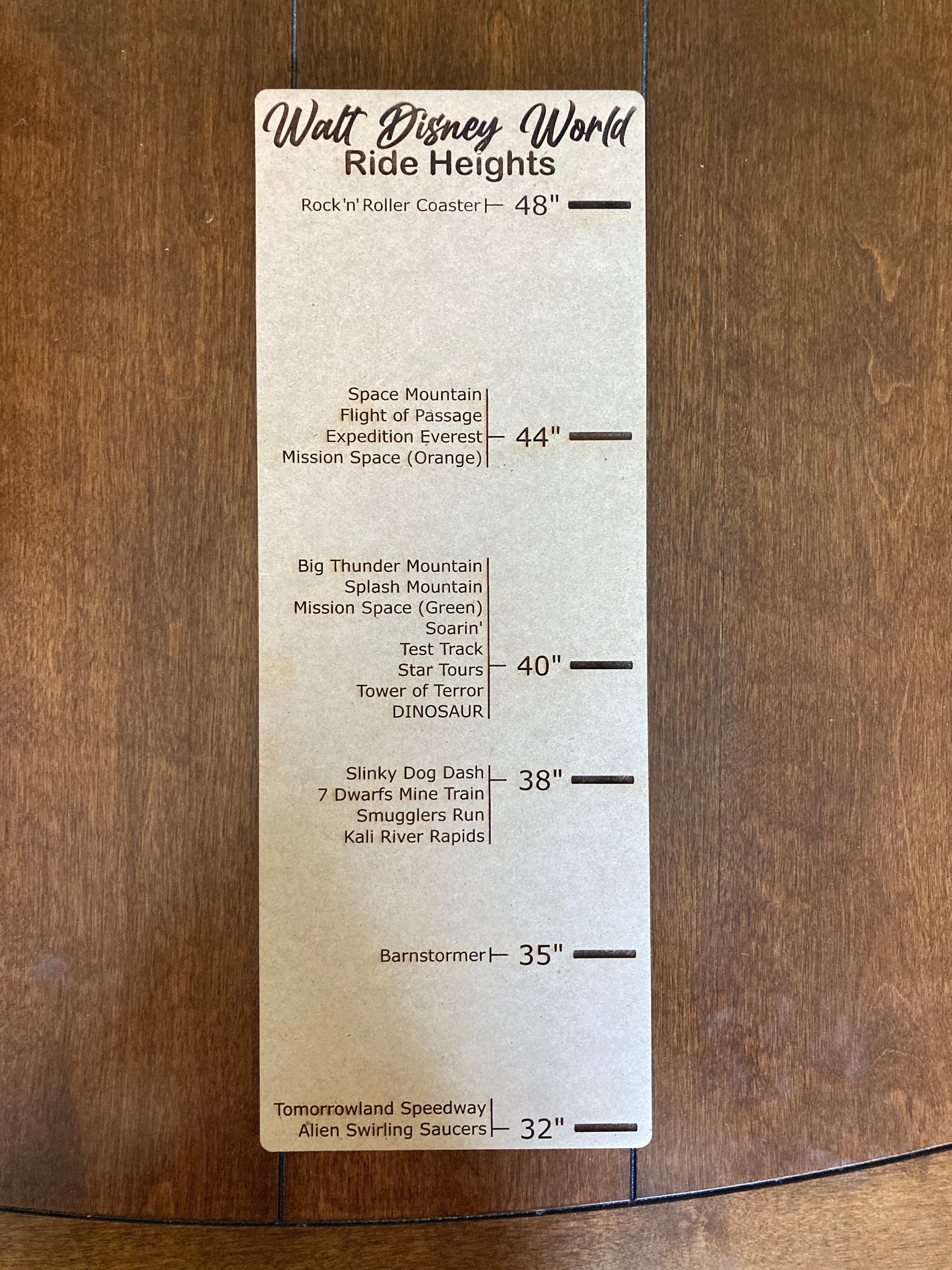 Disney World Ride Height Growth Chart - Etsy