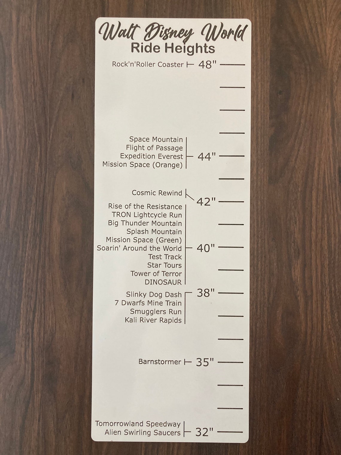 Disney World Ride Height Growth Chart - Etsy