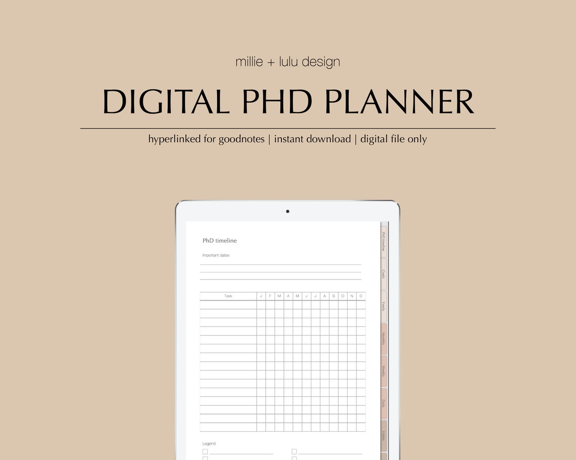 Phd Digital Planner | Organization, Planning, Gantt Chart, Phd, Goals ...