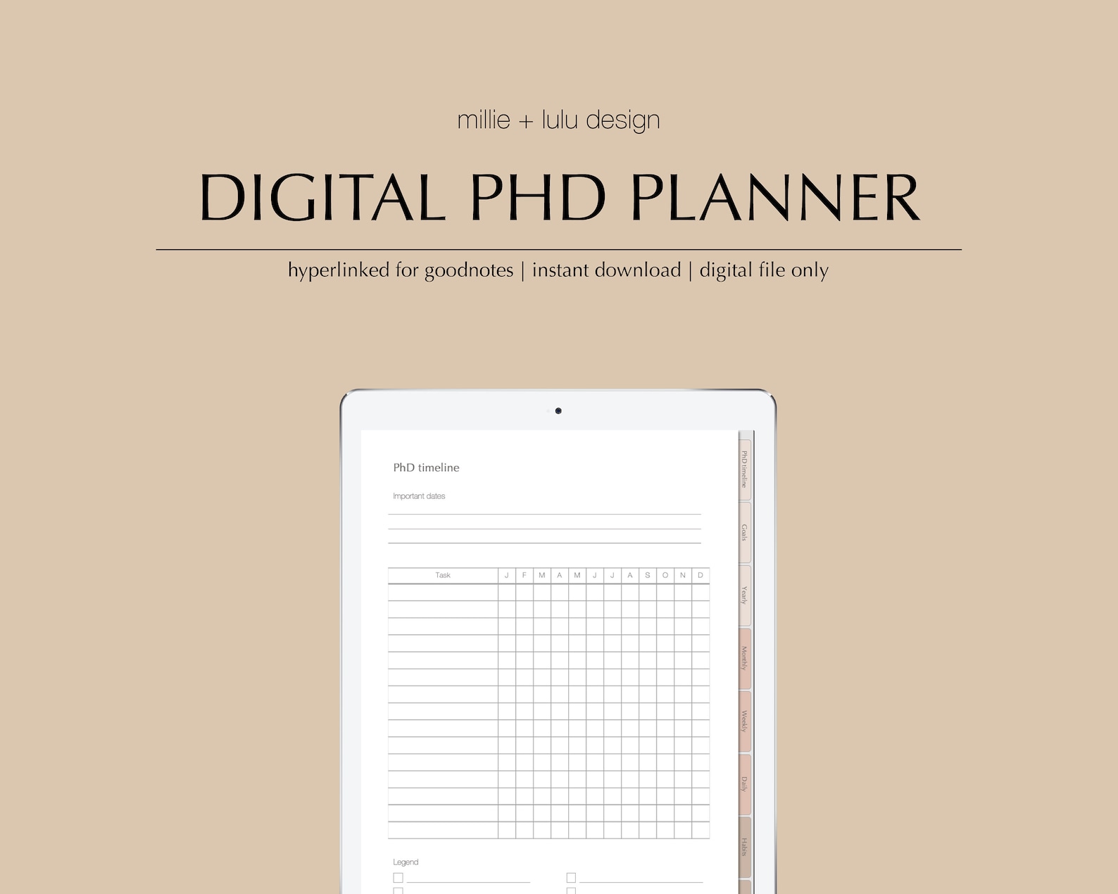 Phd Digital Planner | Organization, Planning, Gantt Chart, Phd, Goals ...