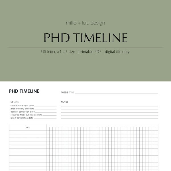 Phd Gantt Chart - Etsy