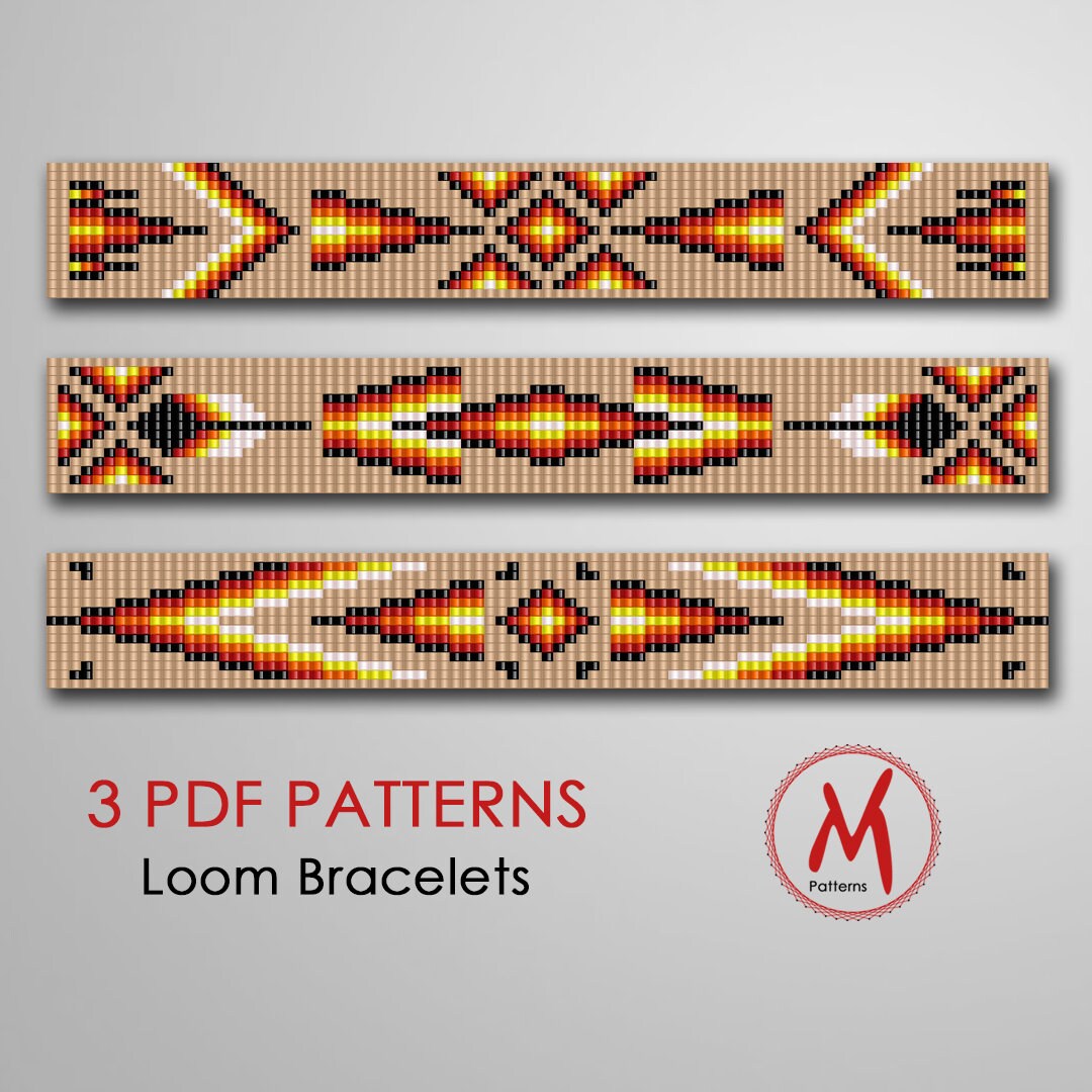 Yellow Native Set Loom Bead Patterns for Bracelets Set of 3 | Etsy