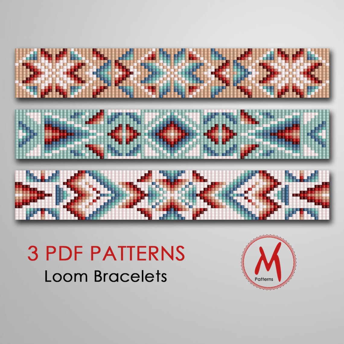 Rose Set Loom Bead Patterns for Bracelets Set of 3 Pattern | Etsy