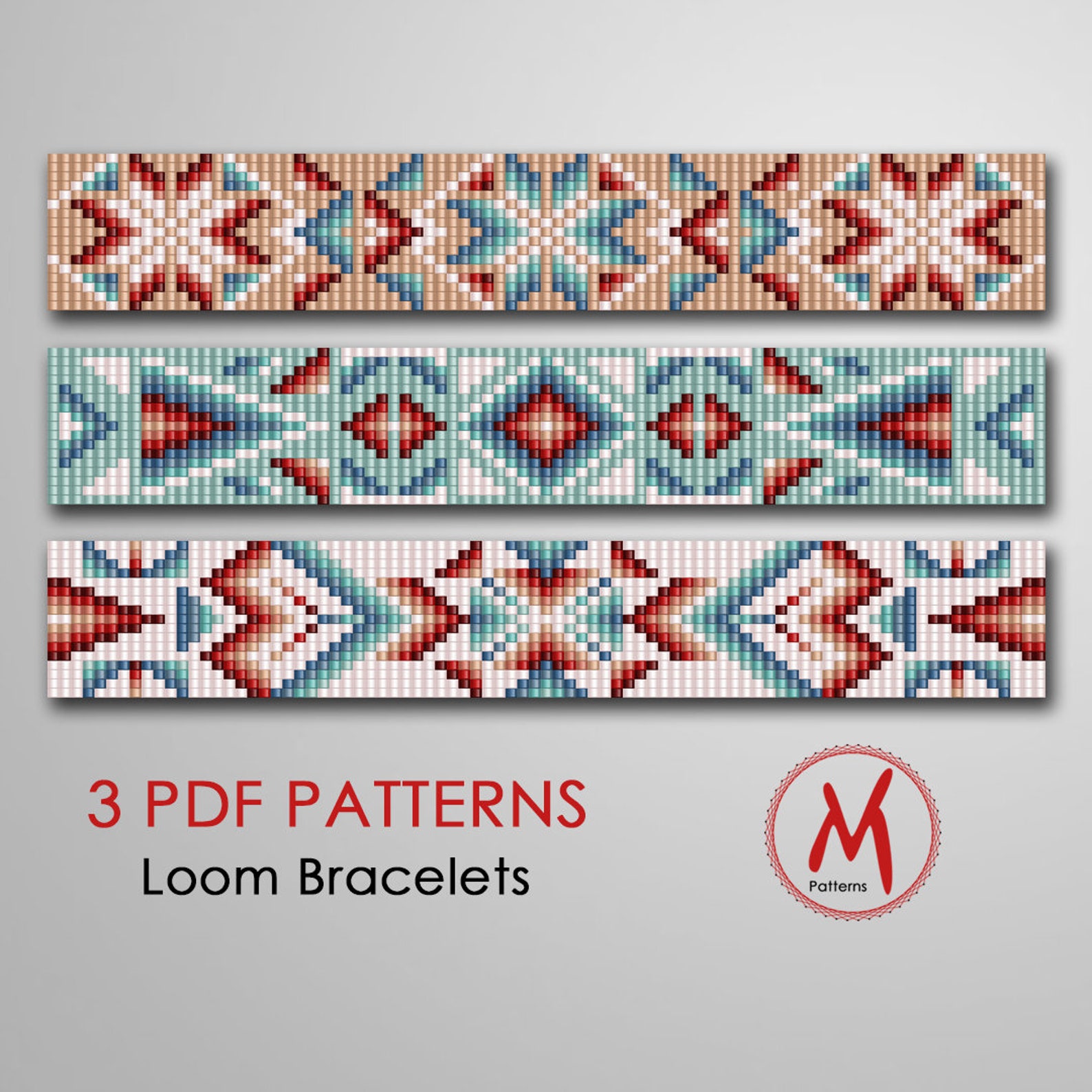 Rose Set Loom Bead Patterns for Bracelets Set of 3 Pattern | Etsy