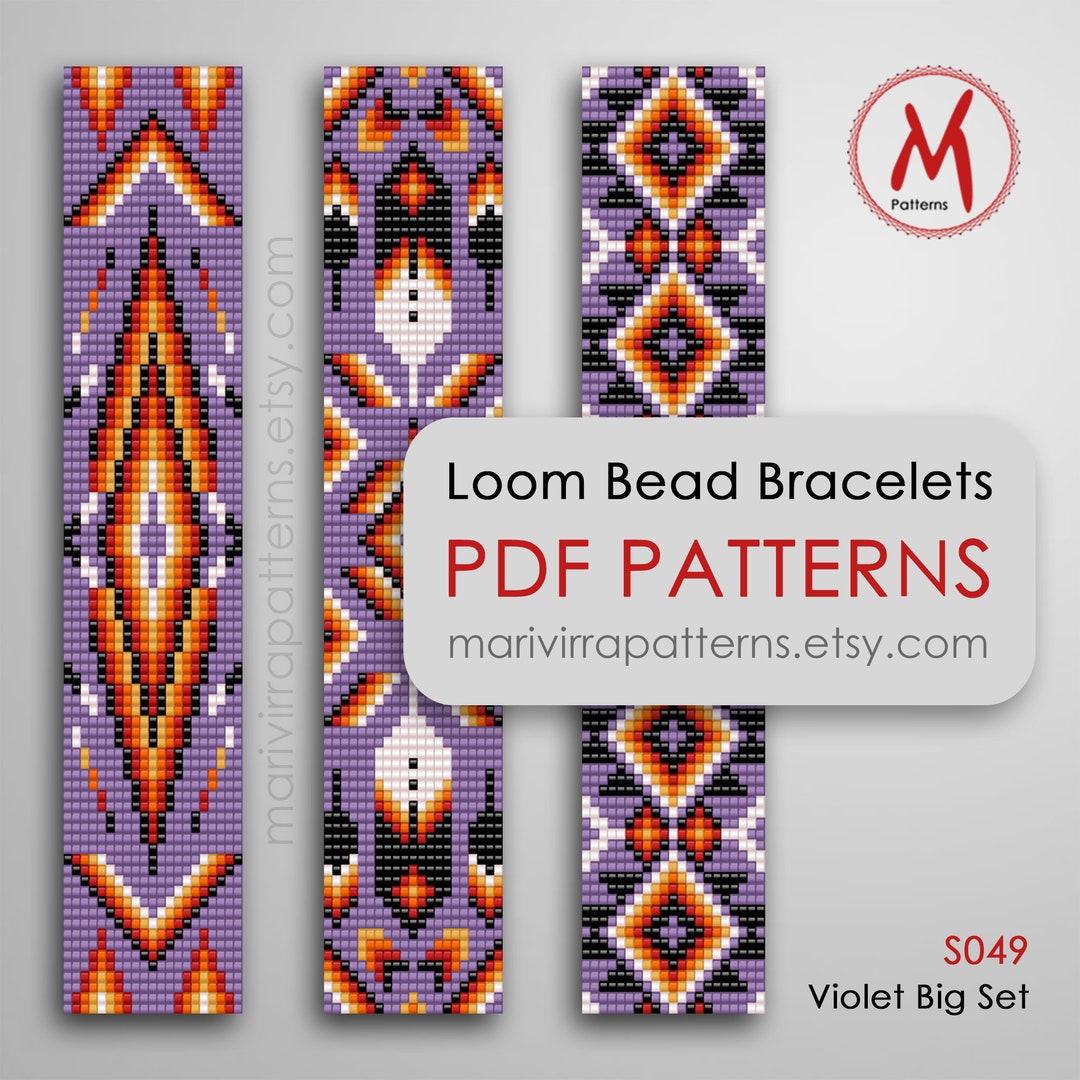Violet Big Set Loom Bead Patterns for 3 Bracelets - Native Inspired ...