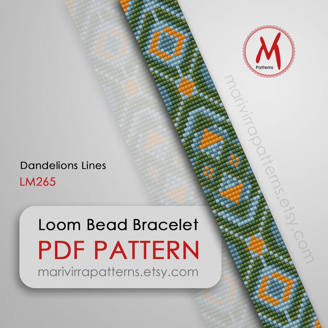 Dandelions Lines Loom Bead Pattern for Bracelet, Native Inspired ...