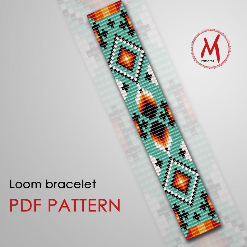 Opal Feather Loom Bead Pattern for Bracelet Turquoise Blue - Etsy