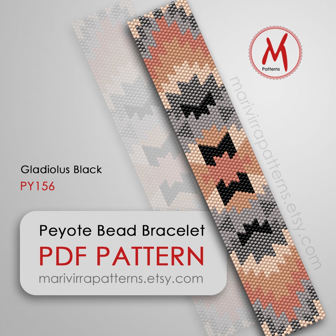Gladiolus Black Peyote Bead Pattern for Bracelet - for Beginners ...