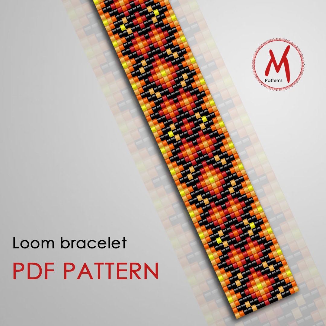 Night Sun Loom Bead Pattern for Bracelet Red to Yellow | Etsy