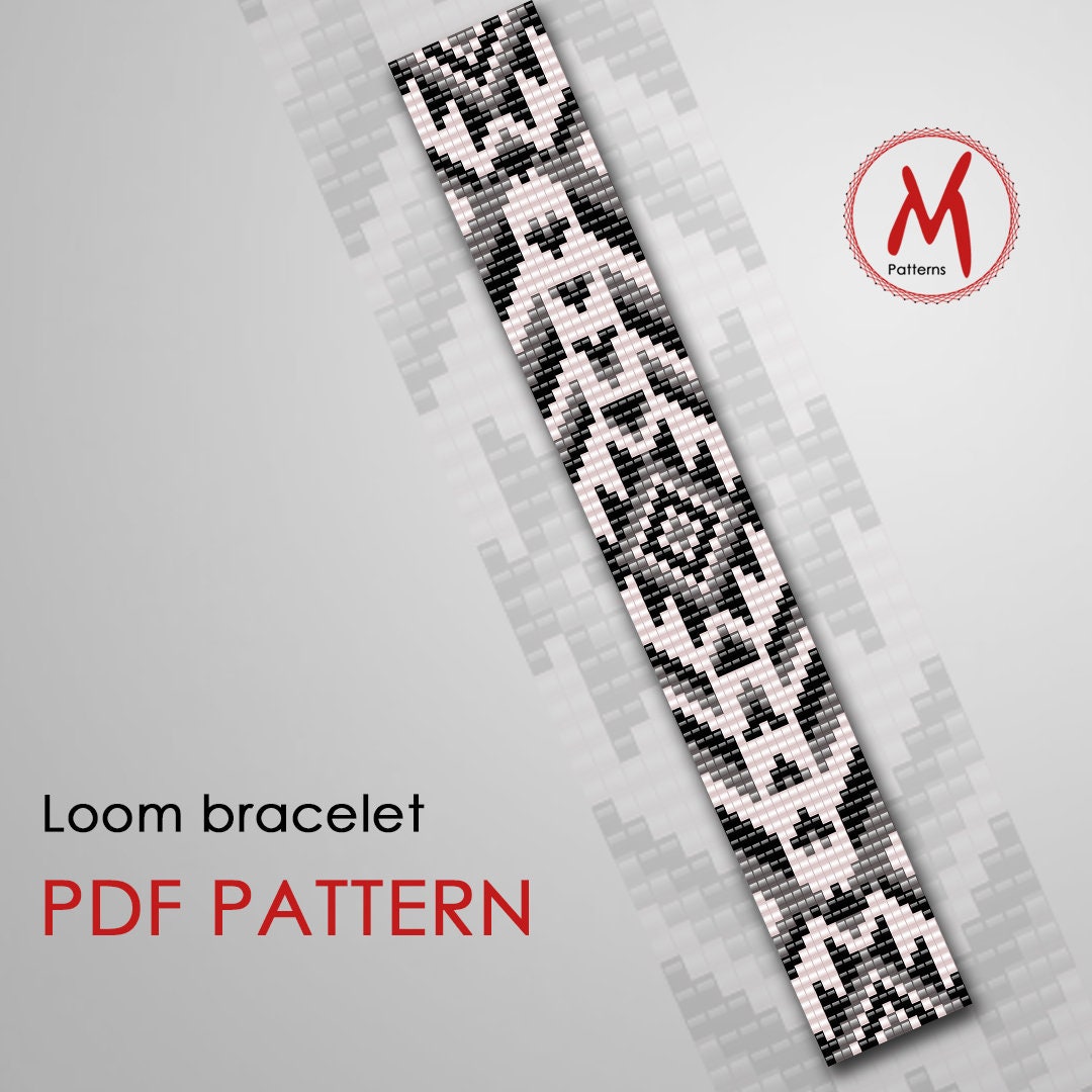 Silver Aztec Loom Bead Pattern for Bracelet Native Inspired, Aztec Easy ...