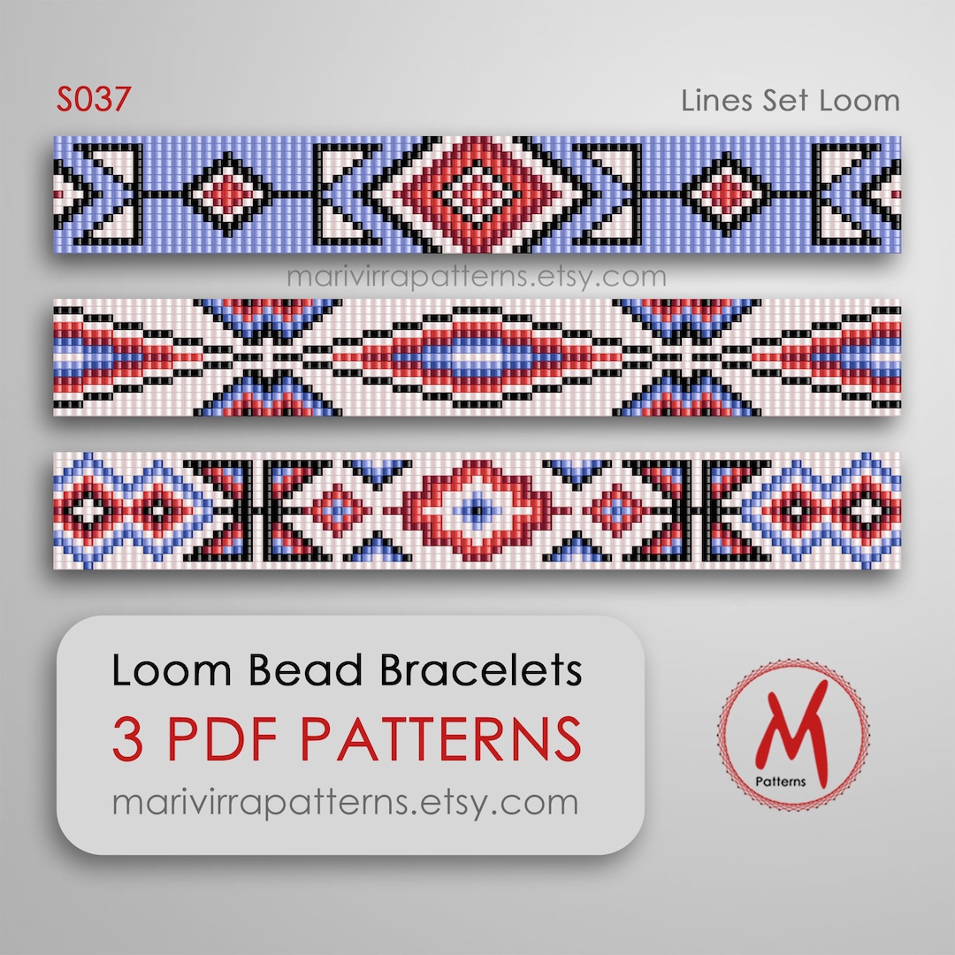 Lines Loom Bead Patterns for Bracelets - Set of 3 Pattern, Native ...