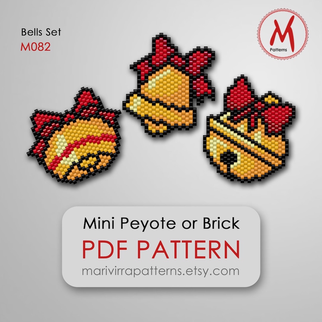 Bells Set Peyote Bead Pattern for Earrings or Brooch Pin - Winter ...