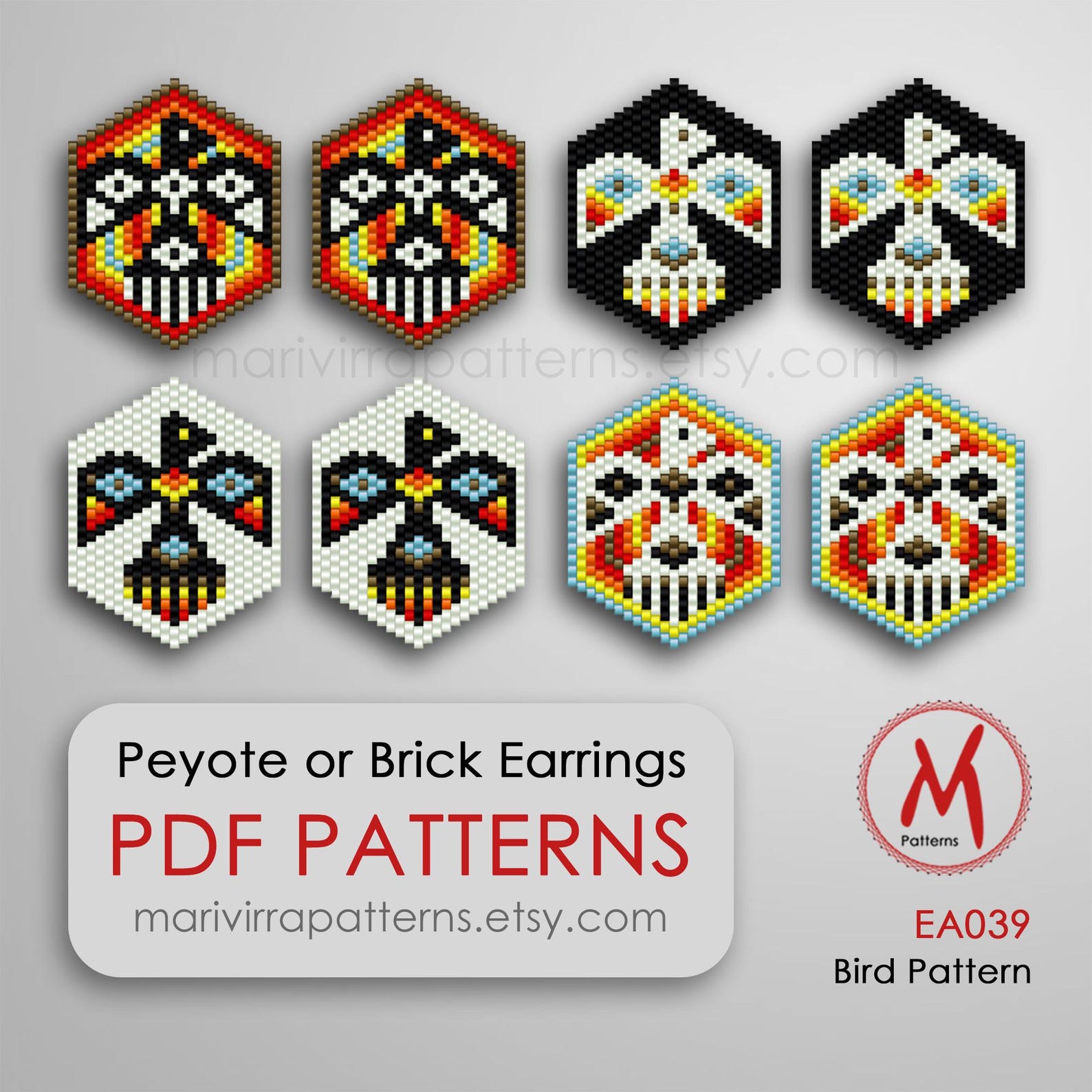 Thunderbird Peyote Bead Patterns for Earrings - Native Inspired, Indian ...