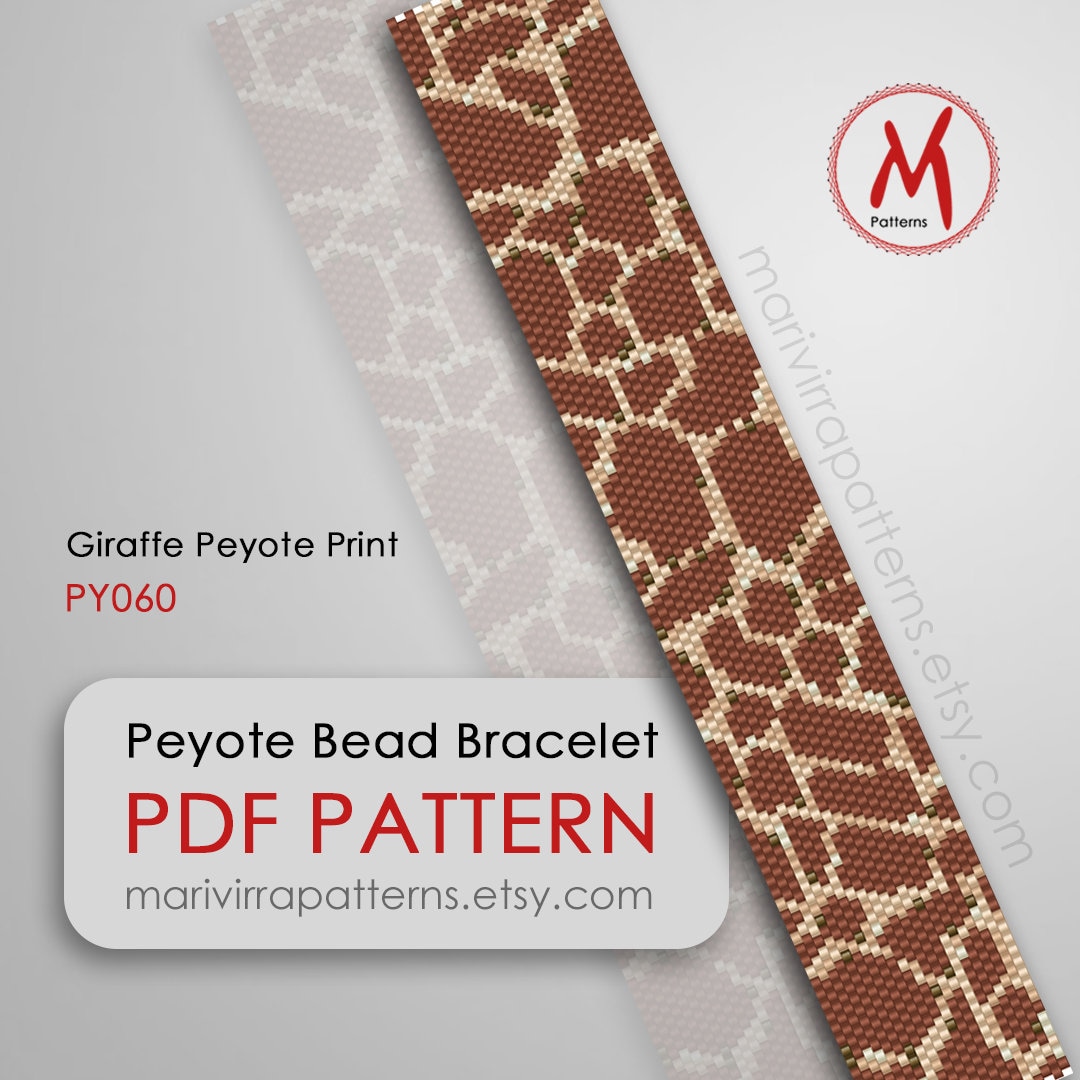 Giraffe Peyote Print Bead Pattern for Bracelet - Native Inspired, Wild ...