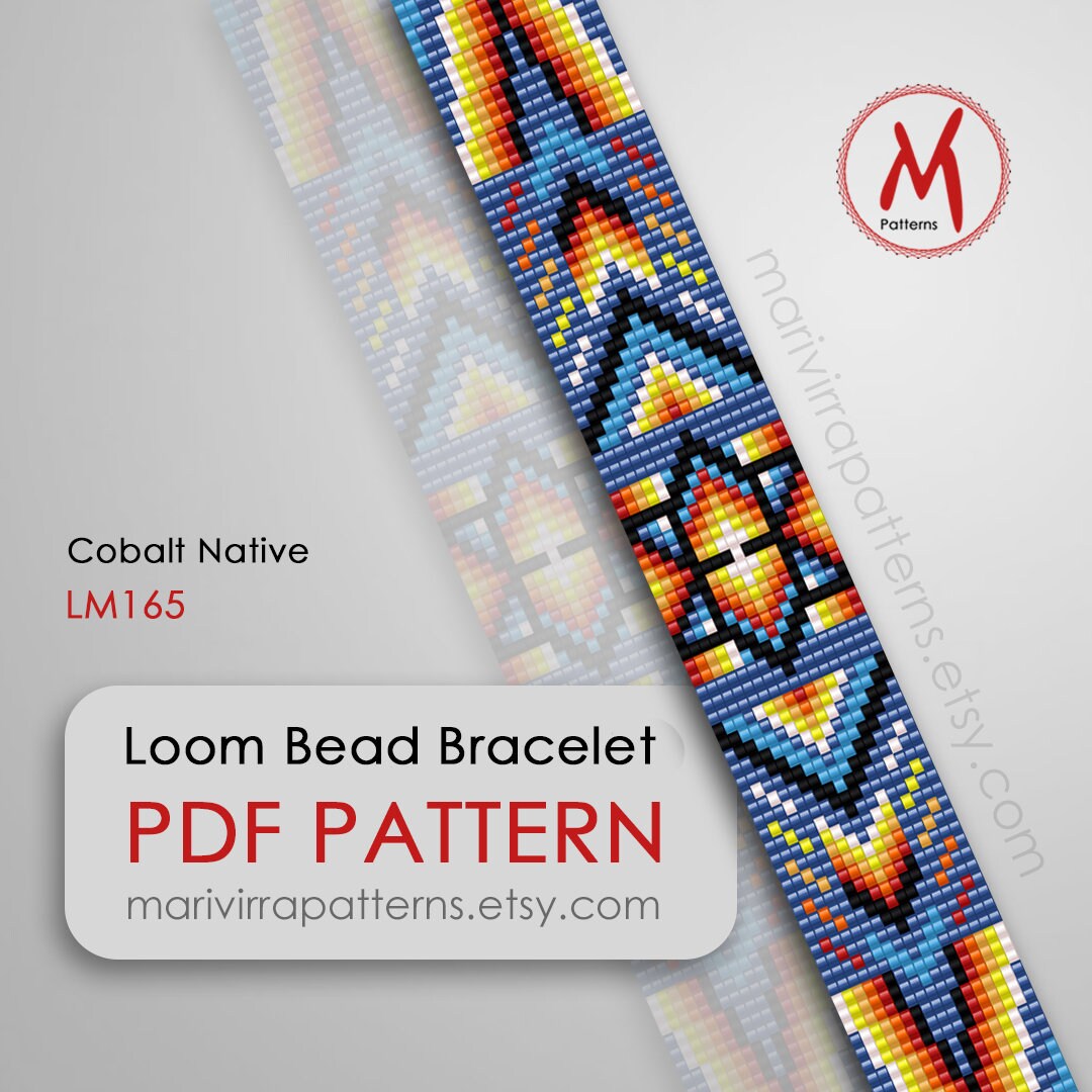 Cobalt Native Loom Bead Pattern for Bracelet - Native Inspired Bracelet ...