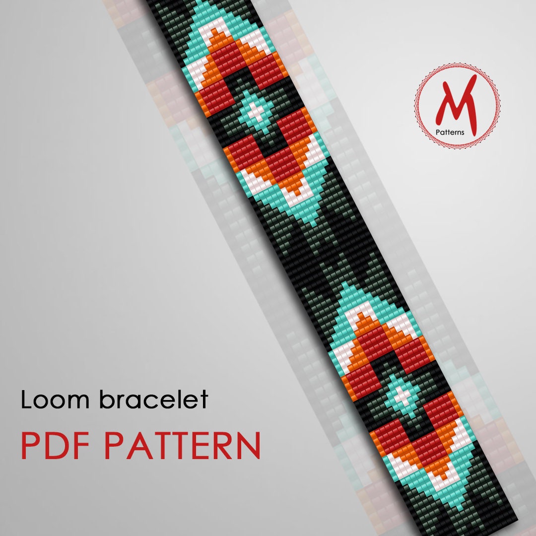 Turquoise Aztec Design Loom Bead Pattern for Bracelet Native - Etsy