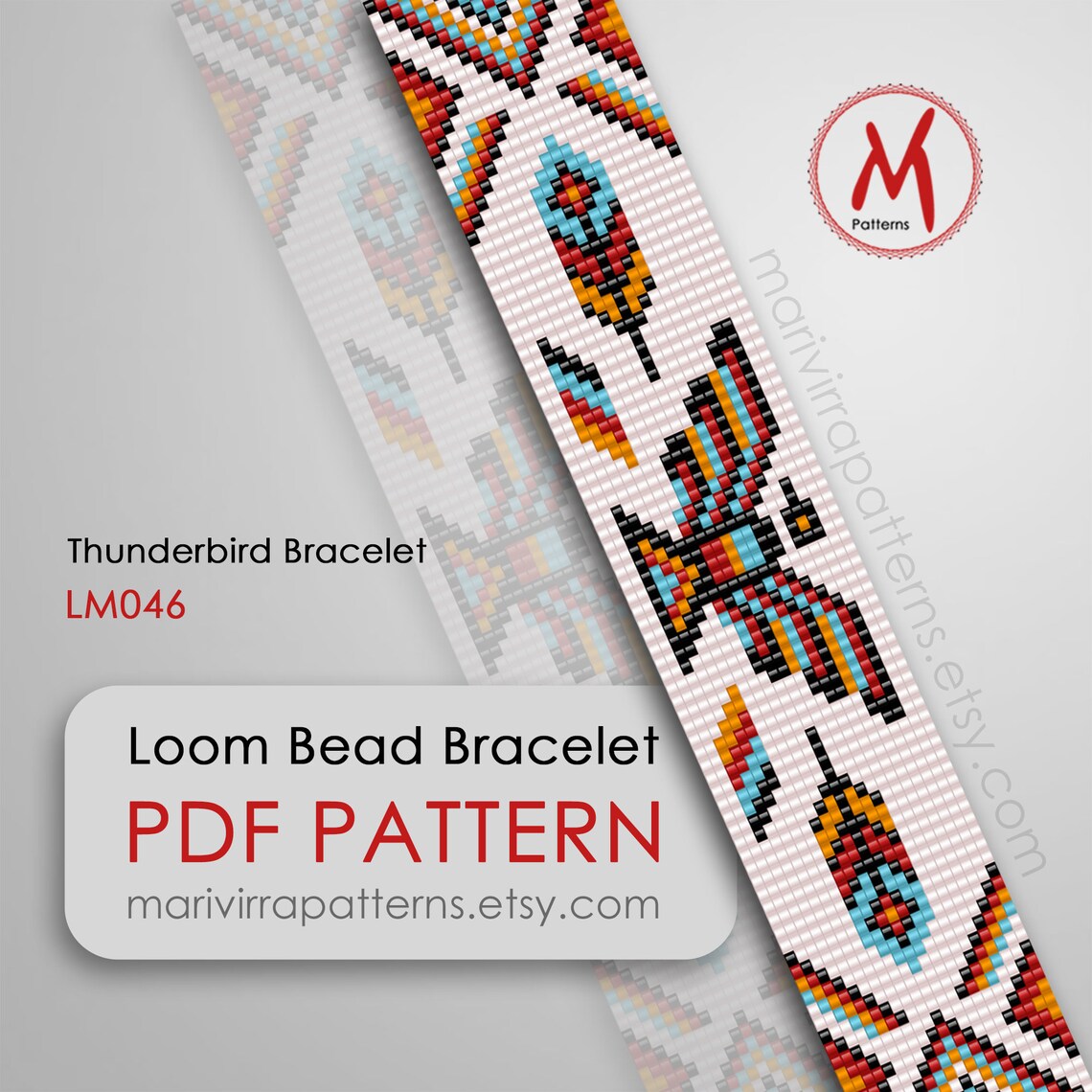 Thunderbird Loom Bead Pattern for Bracelet - Native Inspired, Thunder ...