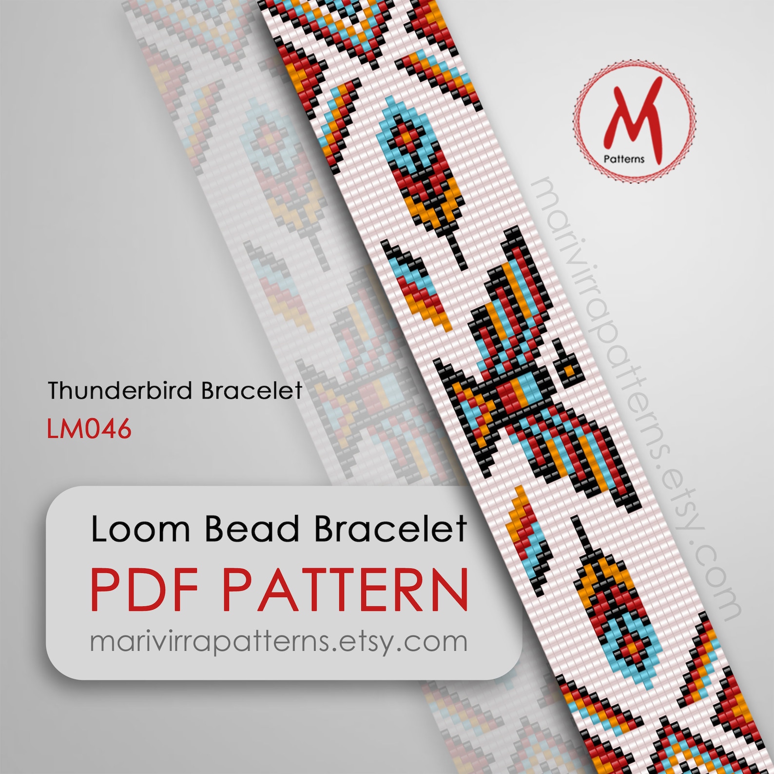 Thunderbird Loom Bead Pattern for Bracelet - Native Inspired, Thunder ...