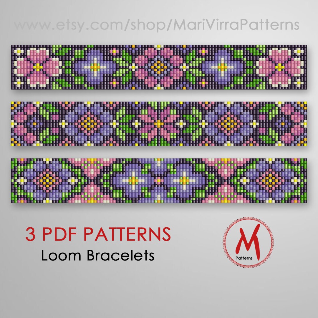 Periwinkle Loom Bead Patterns for Bracelets Set of 3 - Etsy