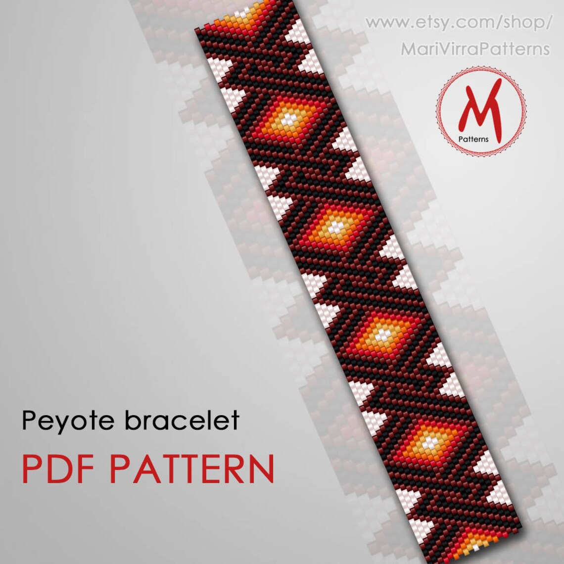 Infinity Fire Peyote Bead Pattern for Bracelet Odd Count - Etsy
