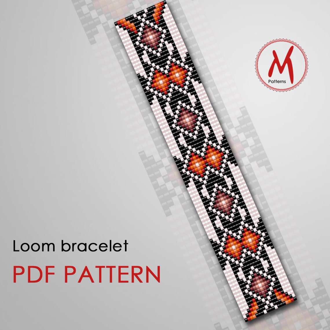 Orange Loom Bead Pattern for Bracelet Geometric Style - Etsy