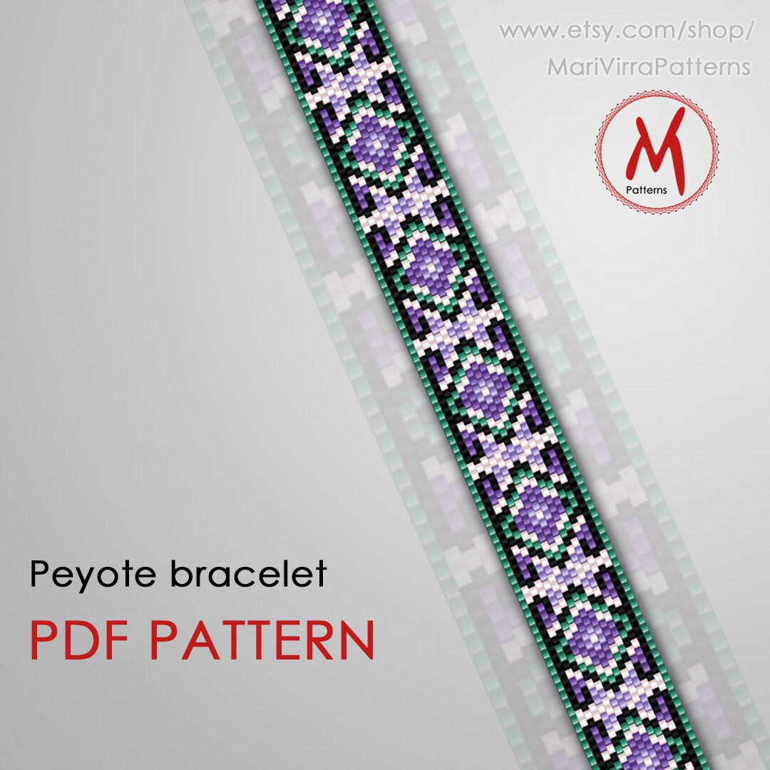 Teal Purple Peyote Stitch Bead Pattern for Bracelet Odd - Etsy